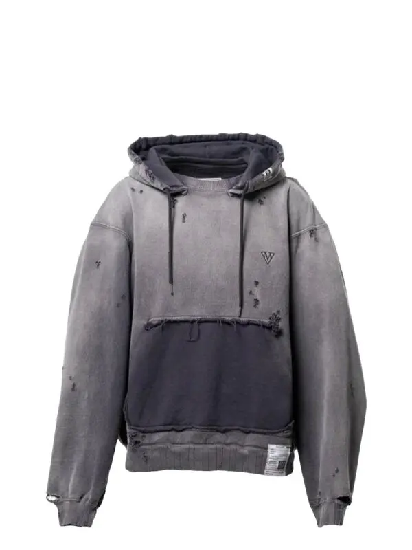 Mihara Yasuhiro Sun Faded Distressed Hoodie - Black