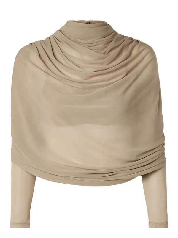 Christopher Esber Draped High Neck Long Sleeve Top - Nude