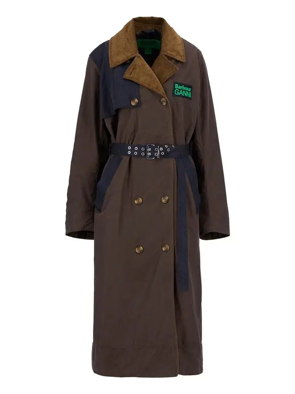 Barbour X Ganni Waxed Trench Coat - Brown