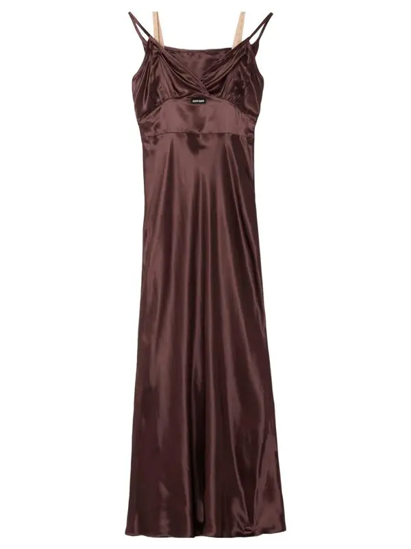 Miu Miu Long Satin Trumpet Dress - Cocoa Brown