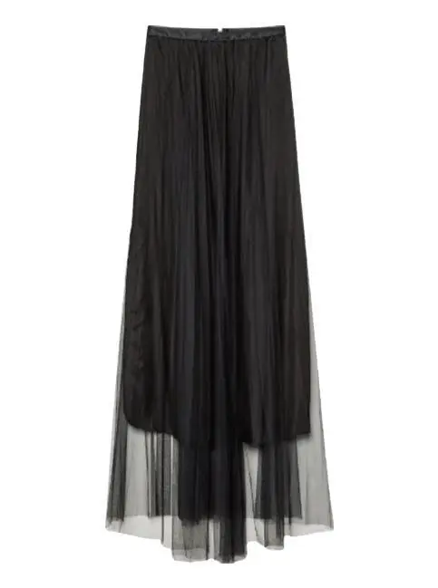 FORTE_FORTE Pleated Tulle Skirt - Black