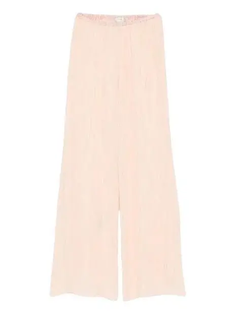 FORTE_FORTE Wide Leg Elasticated Waistband Palazzo Pants - Light Pink
