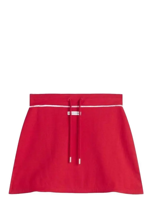 MARINE SERRE Drawstring Jersey Midi Skirt - Red