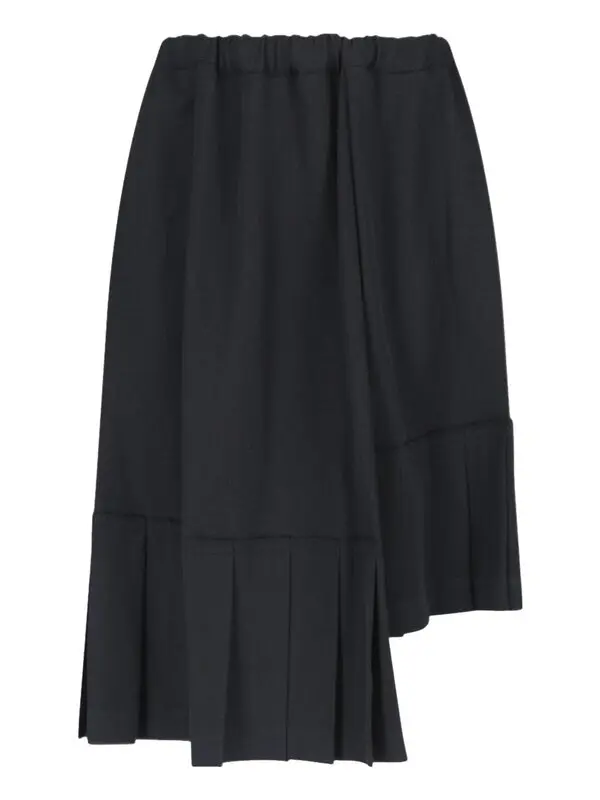 Comme Des Garçons Asymmetric Pleated Midi Skirt - Black
