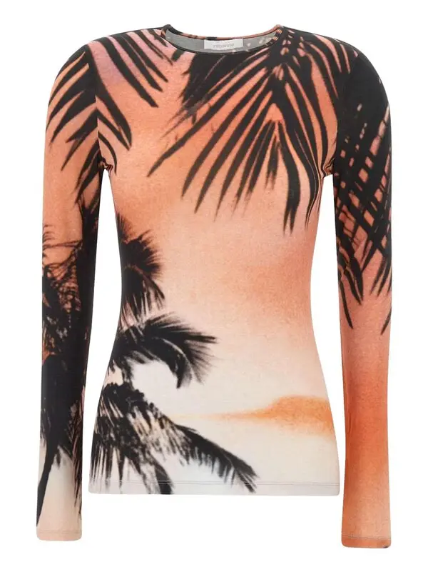 Rabanne Fitted Knitted Top With Palm Print - Multicolor