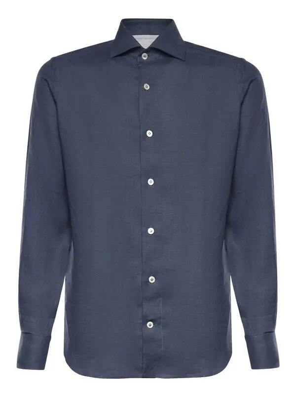 Eleventy Slim Fit Long-sleeve Shirt - Blue