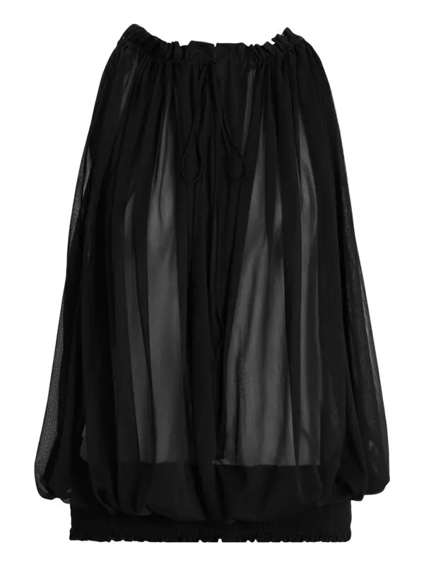 Balmain Sleeveless High Neck Muslin Top With Cutout Shoulders And Cinched Waist - Black