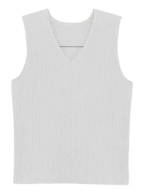 Issey Miyake Homme Plissé Pleated V-neck Vest - White