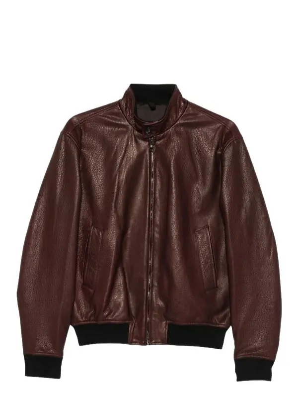 Tagliatore Long-sleeve Leather Bomber Jacket - Brown