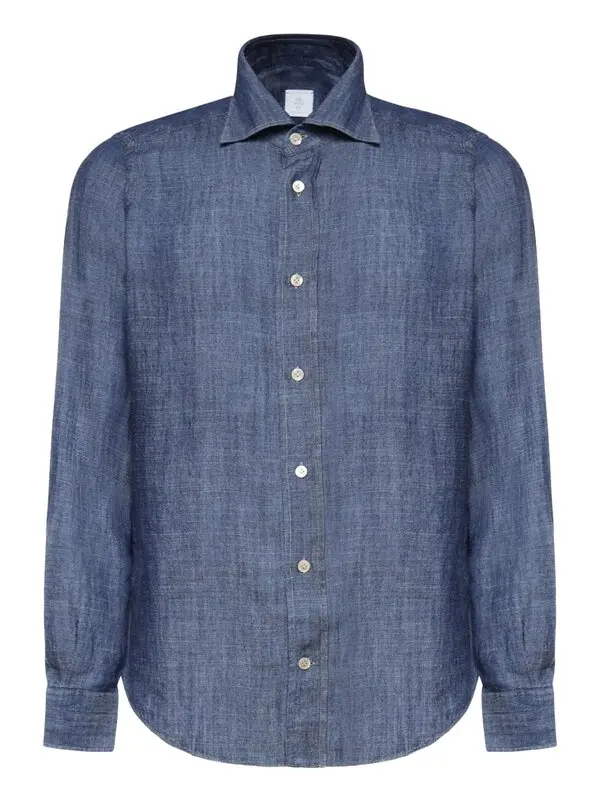 Eleventy Slim Fit Denim-effect Shirt - Blue