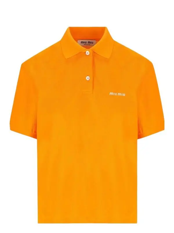 Miu Miu Logo Piqué Polo Knitted Top - Orange