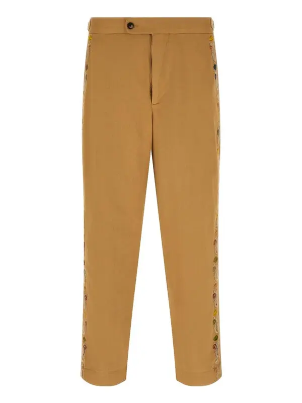 BODE Feather Runner Embroidered Casual Pants - Brown