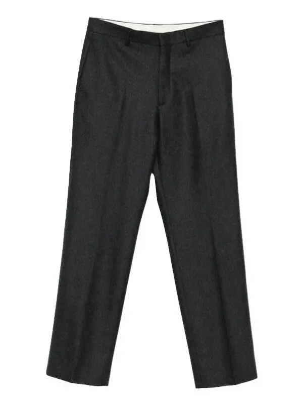 Tagliatore Charcoal Grey Felted Texture Straight Leg Trousers - Charcoal-grey