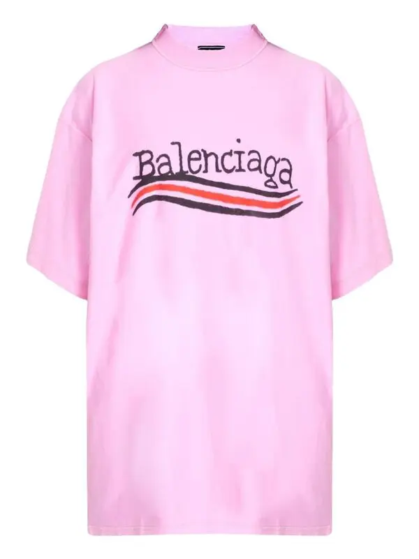 Balenciaga Logo Printed Crewneck T-shirt - Pink