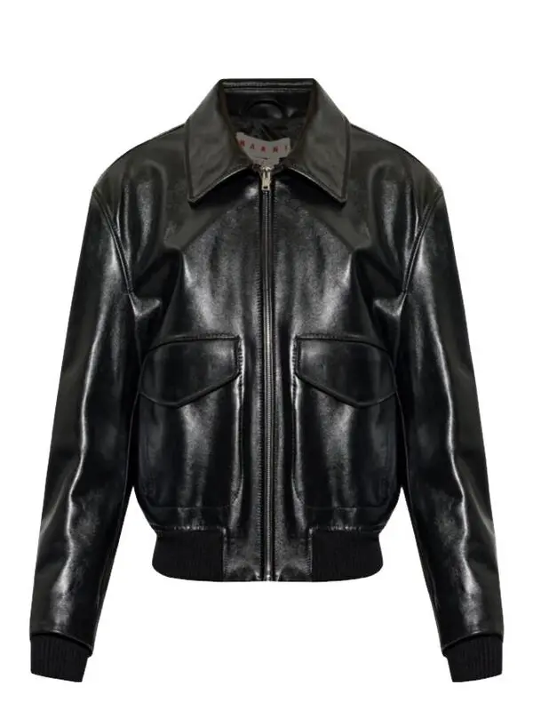 Marni Zip-up Leather Jacket - Black