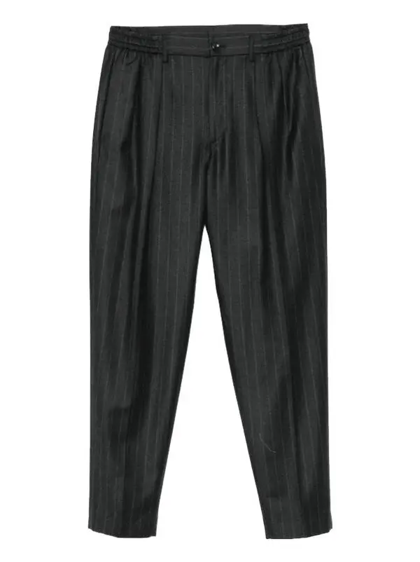 Tagliatore Dark Grey Pinstripe Pleated Trousers - Dark Gray
