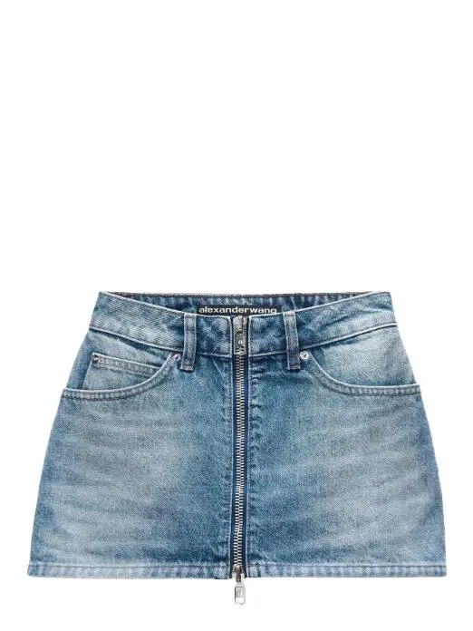 Alexander Wang Zip-front Denim Mini Skirt - Blue
