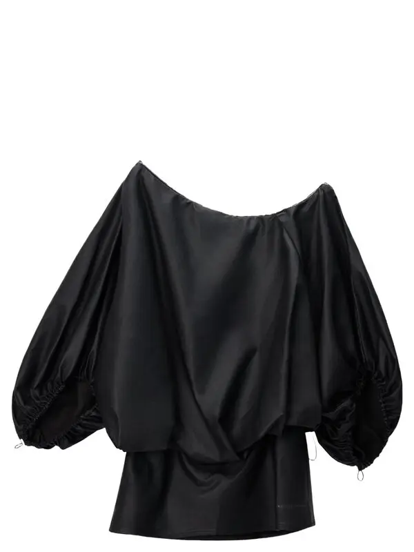 Alexander Wang Off-shoulder Balloon-sleeve Mini Dress - Black