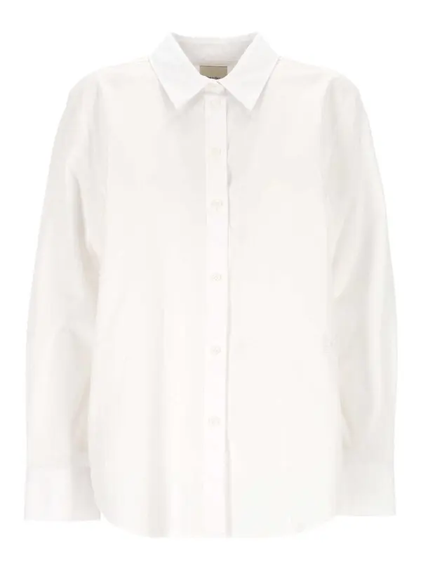 Calvin Klein Relaxed Button-up Shirt With Turn-down Collar And Curved Hem - White