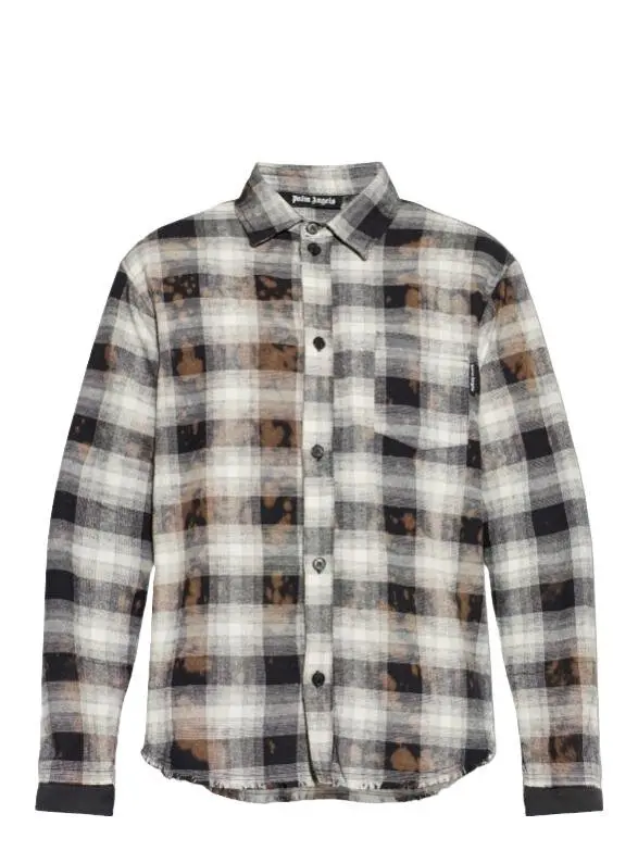 Palm Angels Checked Frayed Edge Shirt - Gray