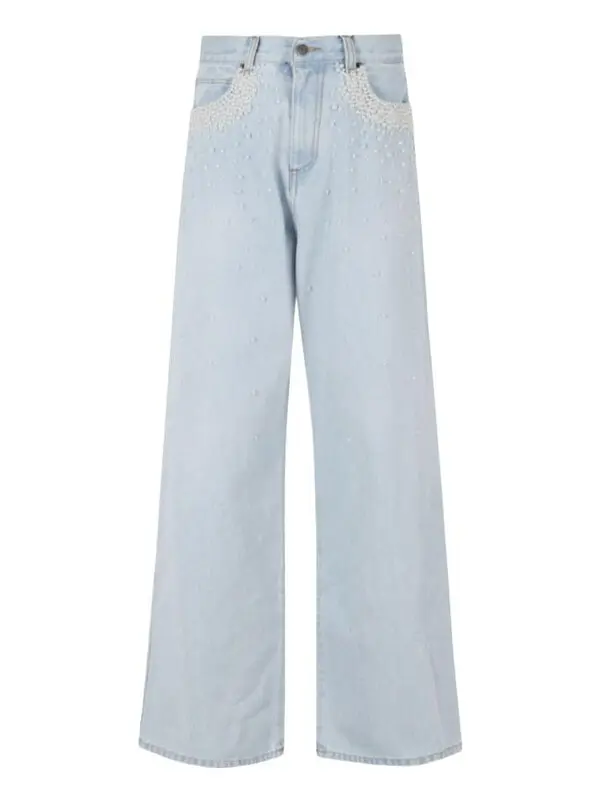 Giuseppe Di Morabito Embellished Wide-leg Jeans - Light Blue