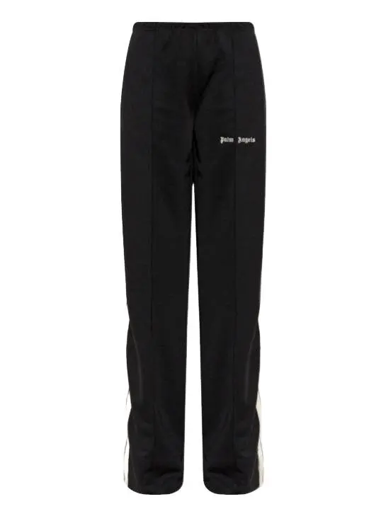 Palm Angels Wide Leg Sweatpants With Printed Logo - Black