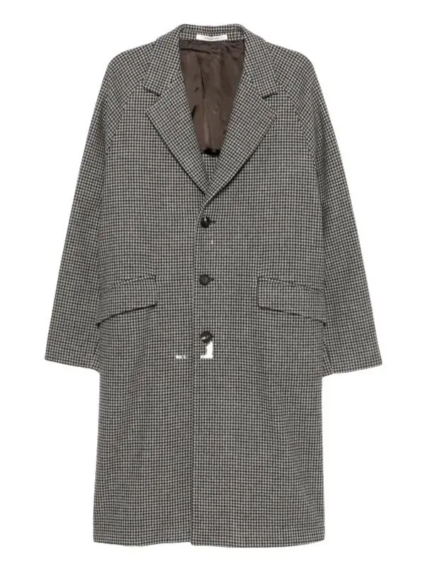 Tagliatore Houndstooth Pattern Long-sleeved Coat - Gray