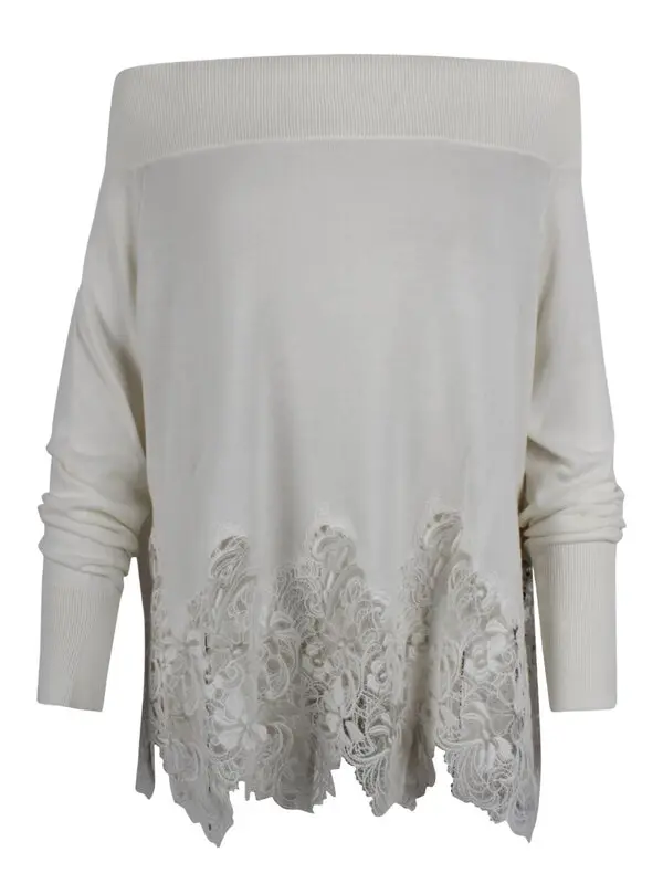 Ermanno Scervino Off-the-shoulder Lace Jumper - Gray