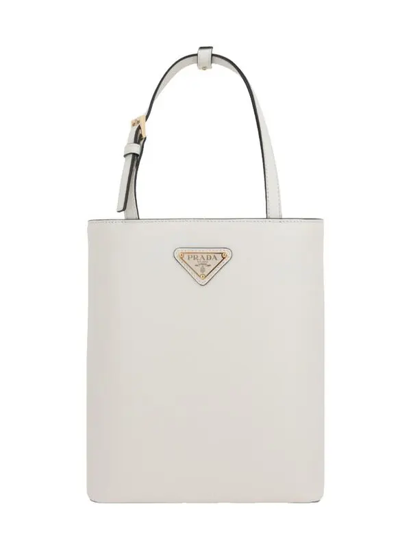 Prada Triangle Logo-appliqué Tote Bag - White