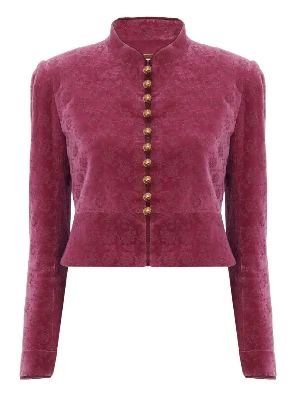 Chloé Short Jacket With Stand Collar And Button Detail - Pink