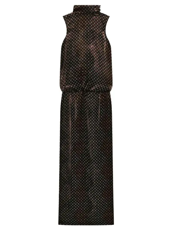 Dries Van Noten Printed High-neck Maxi Dress - Khaki