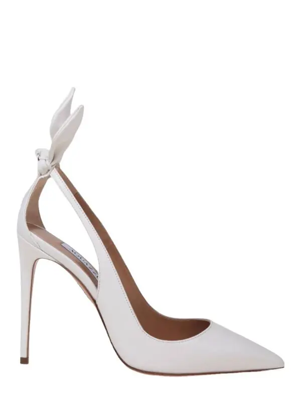 AQUAZZURA Bow Tie Pointed Toe Pumps - White