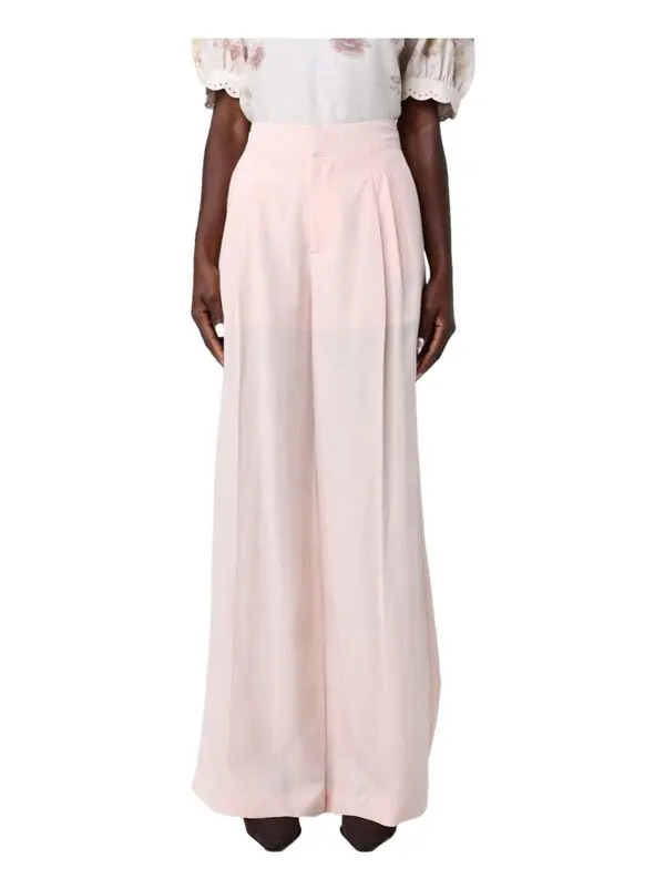 TWINSET Wide Leg Pleated Trousers - Pink