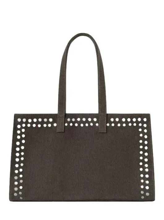 Gimaguas Midi Cotton Shopper Bag With Rivet Embellishment - Black