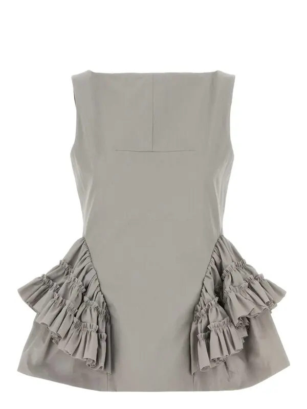 Dries Van Noten Casey Ruffled Peplum Top - Gray