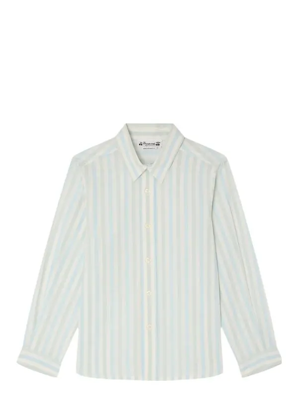 Bonpoint Vertical-stripe Cotton Shirt - Water Blue Stripe