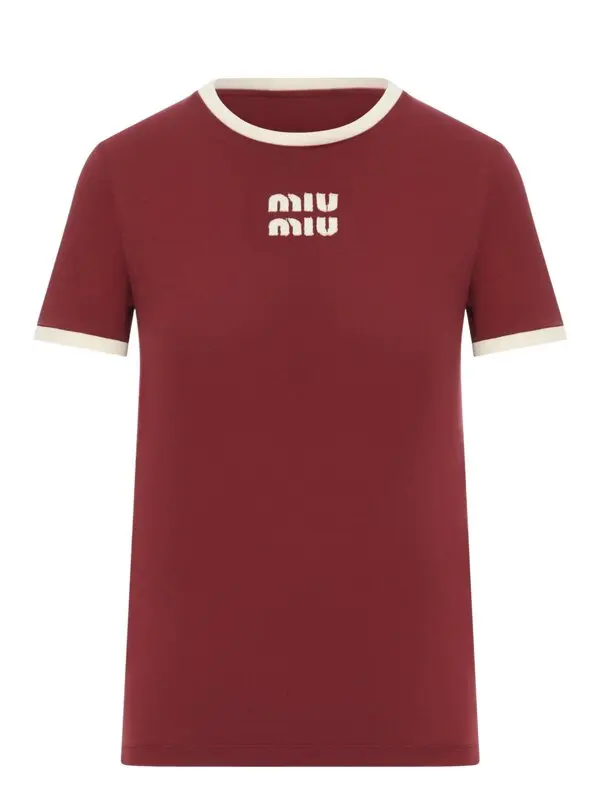 Miu Miu Cotton Jersey T-shirt - Red