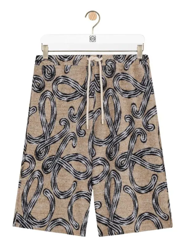 Loewe Anagram Pattern Drawstring Shorts - Beige/black