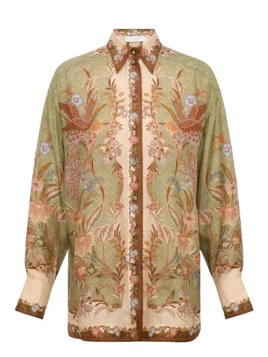 Zimmermann Indra Relaxed Shirt With Classic Collar - Nude