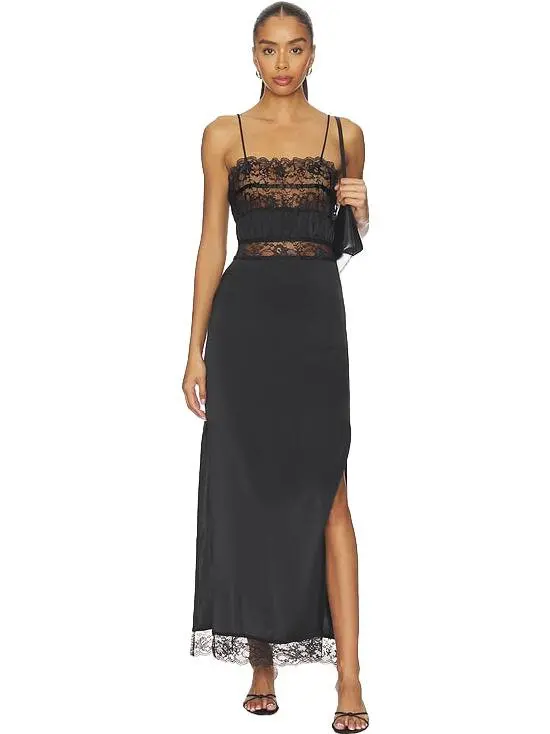 Lioness She Maxi Dress With Lace Detailing - Black