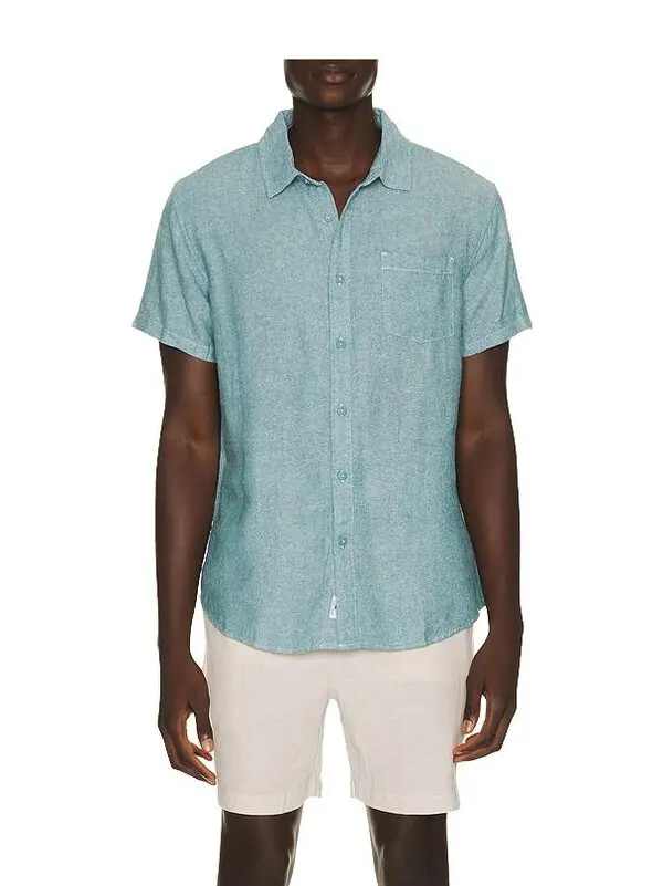 VINTAGE SUMMER Linen Button Down Shirt In . Also - Teal