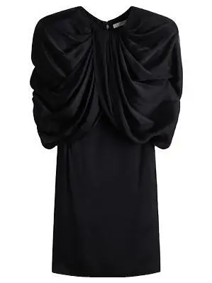 H&m Stella Mccartney Draped Satin Mini Dress - Black