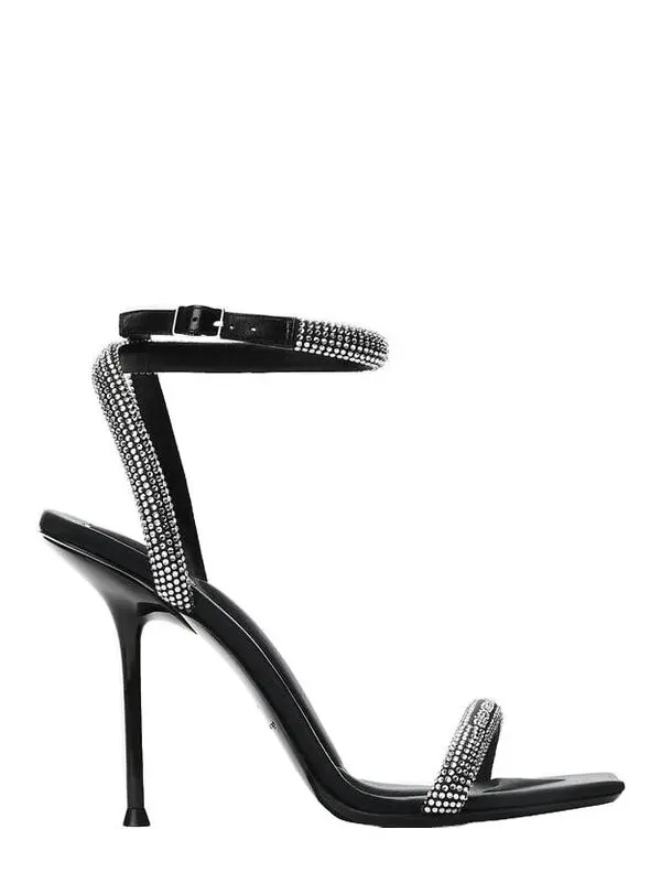 Alexander Wang Julie Crystal Hotfix Ankle Strap Sandal - Black/silver