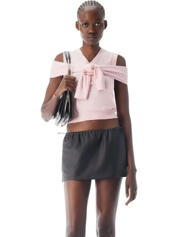 Alexander Wang Layered V-neck Vest With Tie-front Cardigan Detail - Light Pink