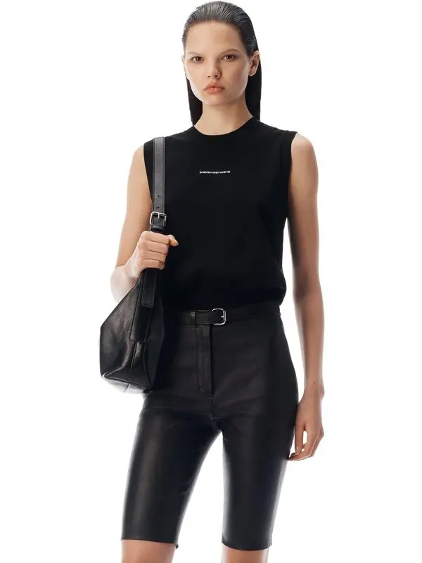 Alexander Wang Crystal Hotfix Logo Tank - Black