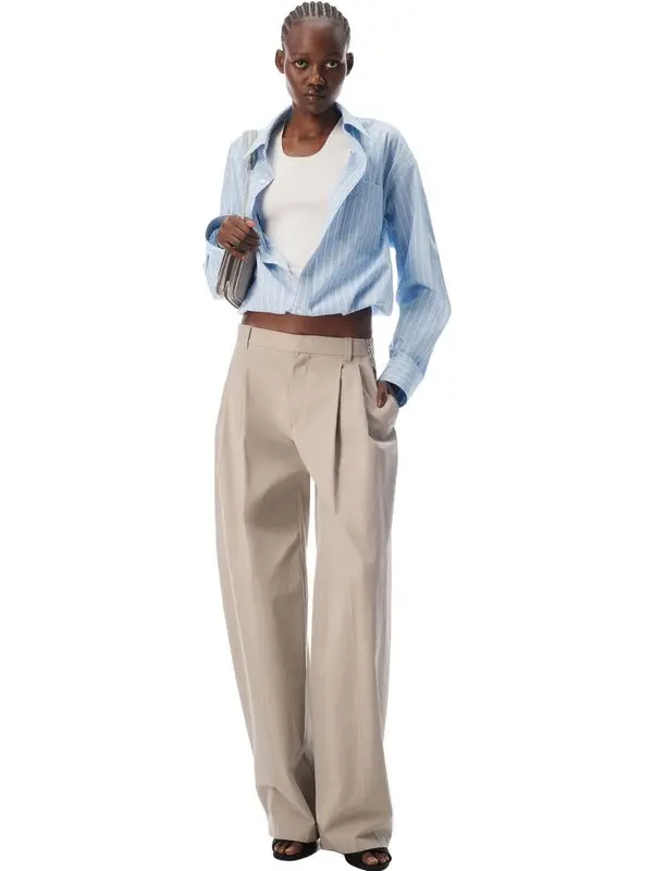 Alexander Wang Mid-rise Tailored Wide-leg Pants - Stone