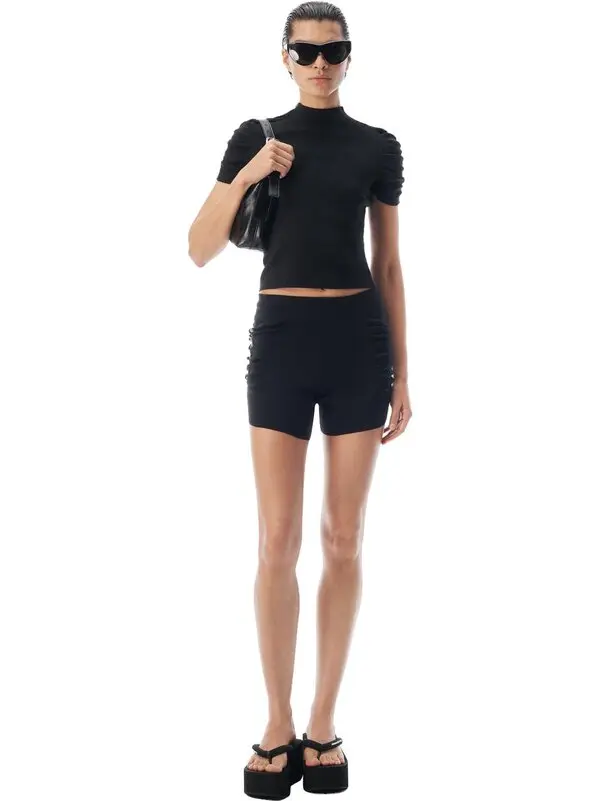 Alexander Wang Ruched Logo Mini Shorts - Black