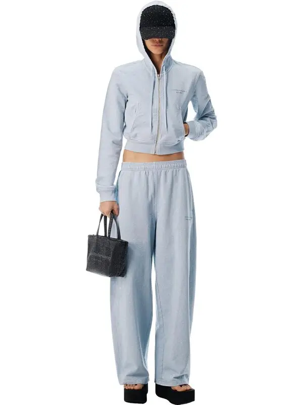 Alexander Wang Crystal Hotfix Mid-rise Relaxed Sweatpant - Washed Sky