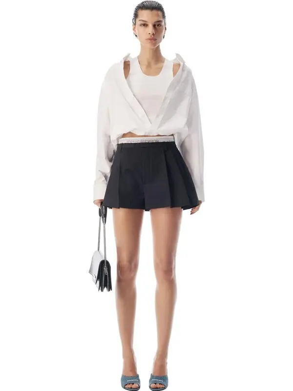 Alexander Wang Logo Elastic High-rise Mini Shorts - Black