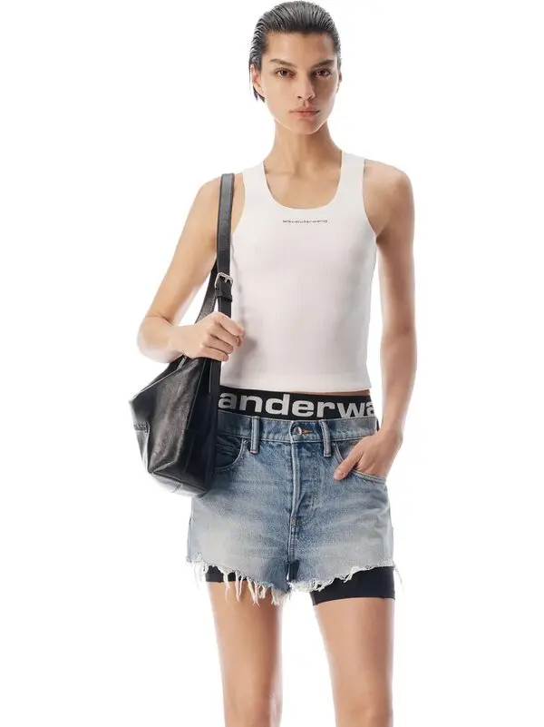 Alexander Wang Jacquard Logo Racer Tank - White